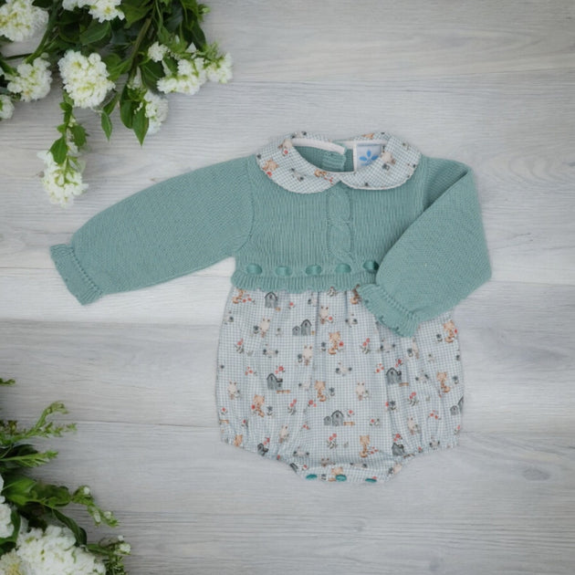 Sardon Green Half Knit Romper | Bows Baby Boutique