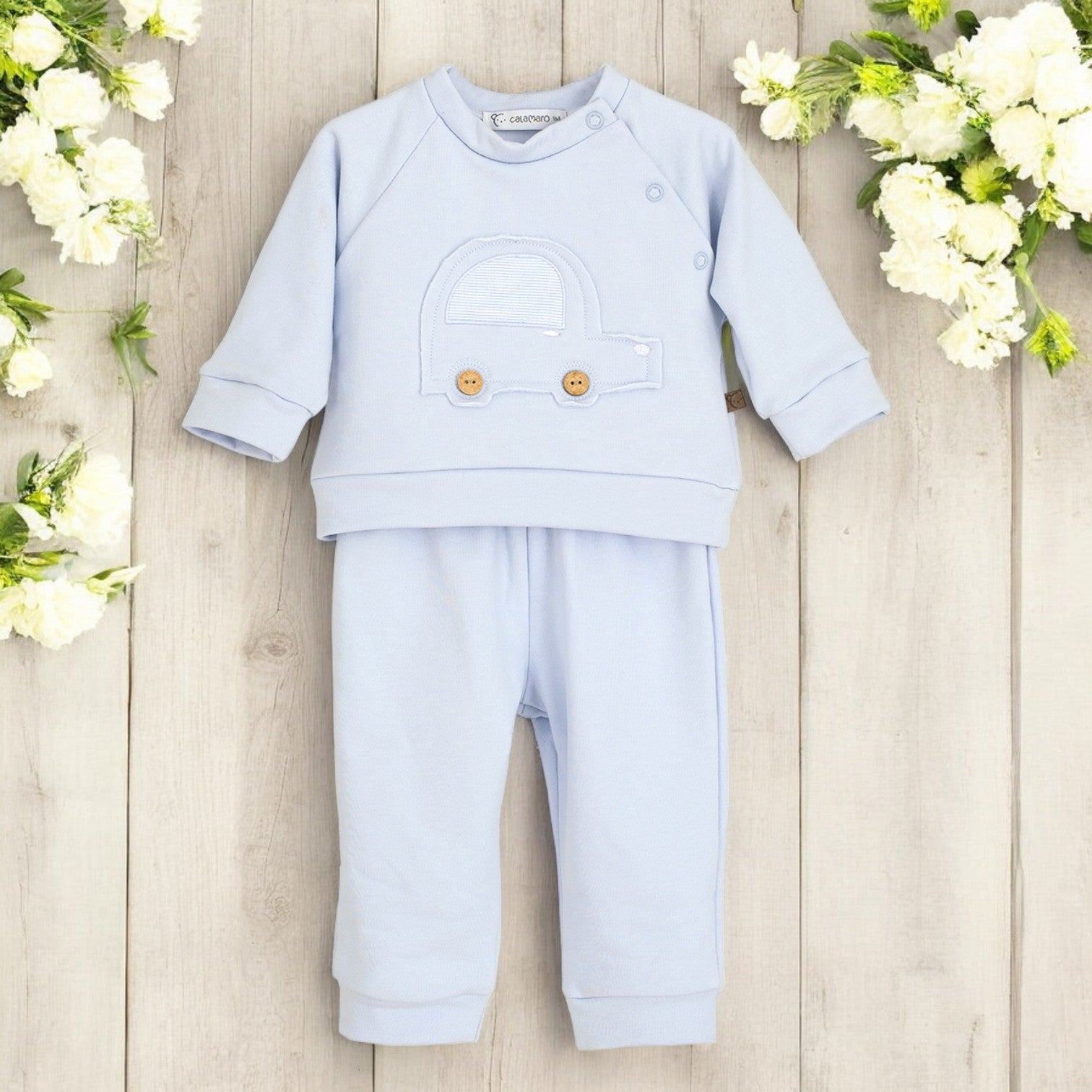 Calamaro Pale Blue Leisure Set | Bows Baby Boutique