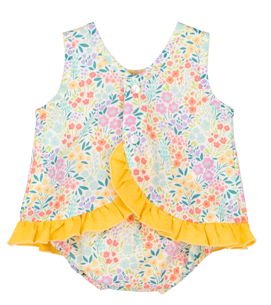 Calamaro Yellow and Floral Top & Bloomers set | Bows Baby Boutique